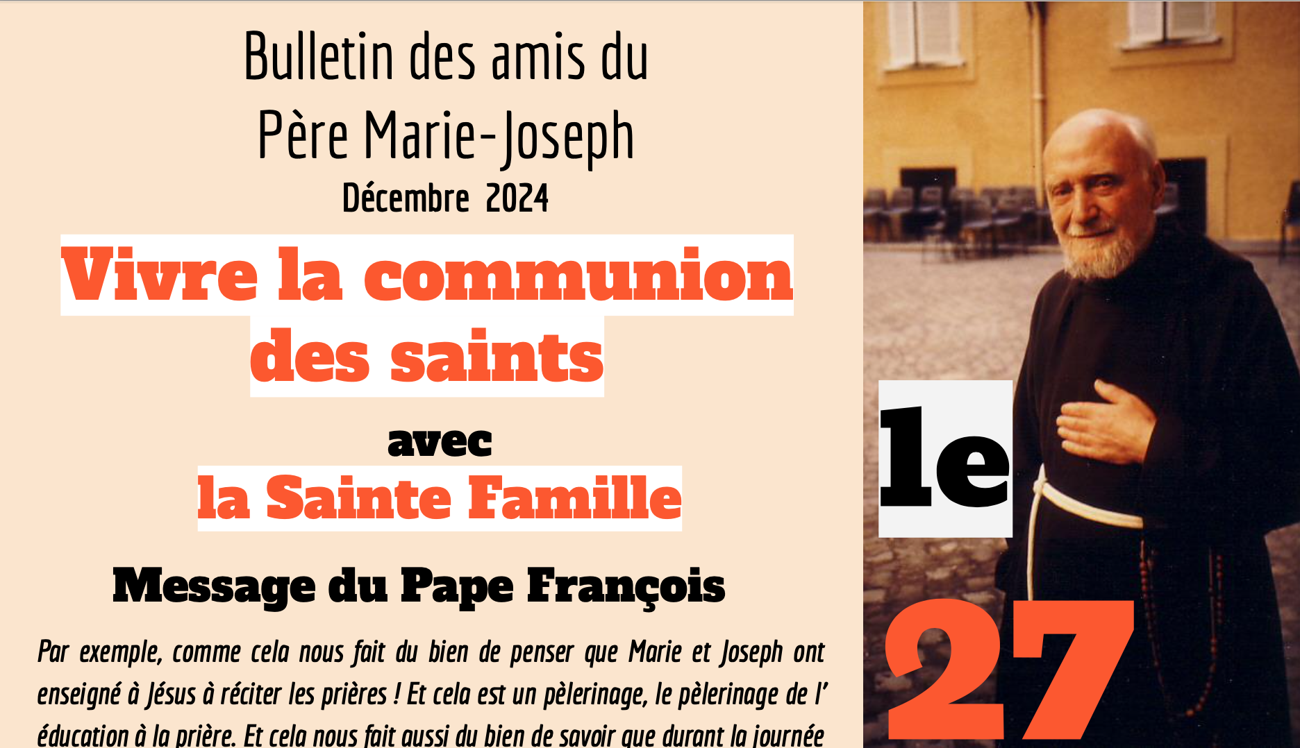 Bulletin N°71: Vivre la communion des saints avec la Sainte Famille ...
